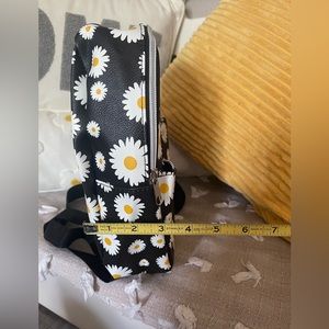 Bags | Super Cute Black With Daisy Patterned Small Backpack | Poshmark